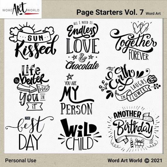 Digital and Printable Overlay Word Art Set Instant Download | Etsy