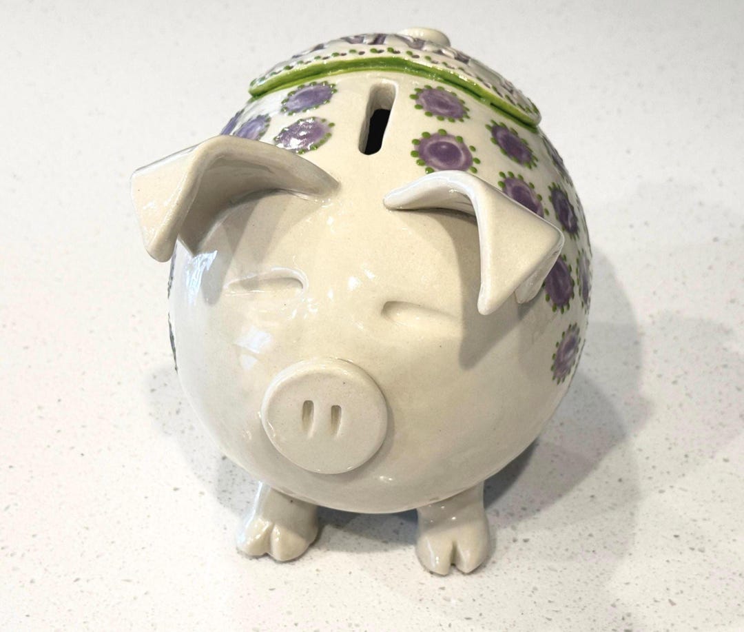 Handbuilt Stoneware Classic Clay Piggy Bank – Classic Ceramic Pig ...