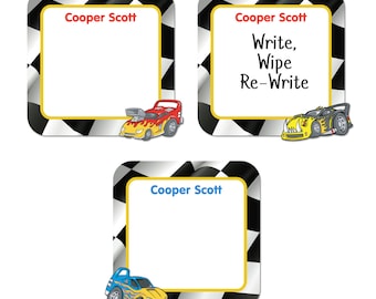 Race car name tags | Etsy