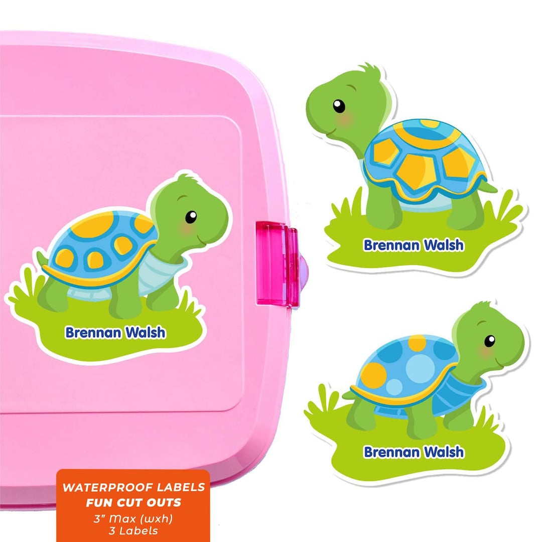 Fun Cut Outs, Name Labels for Kids Water Bottles, Turtles (blue) - Etsy