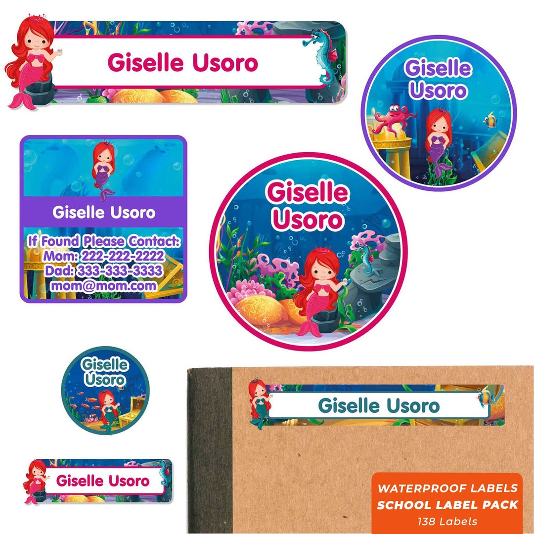 Ultimate School Label Pack, Mermaids pick Hair/skin Color - Etsy