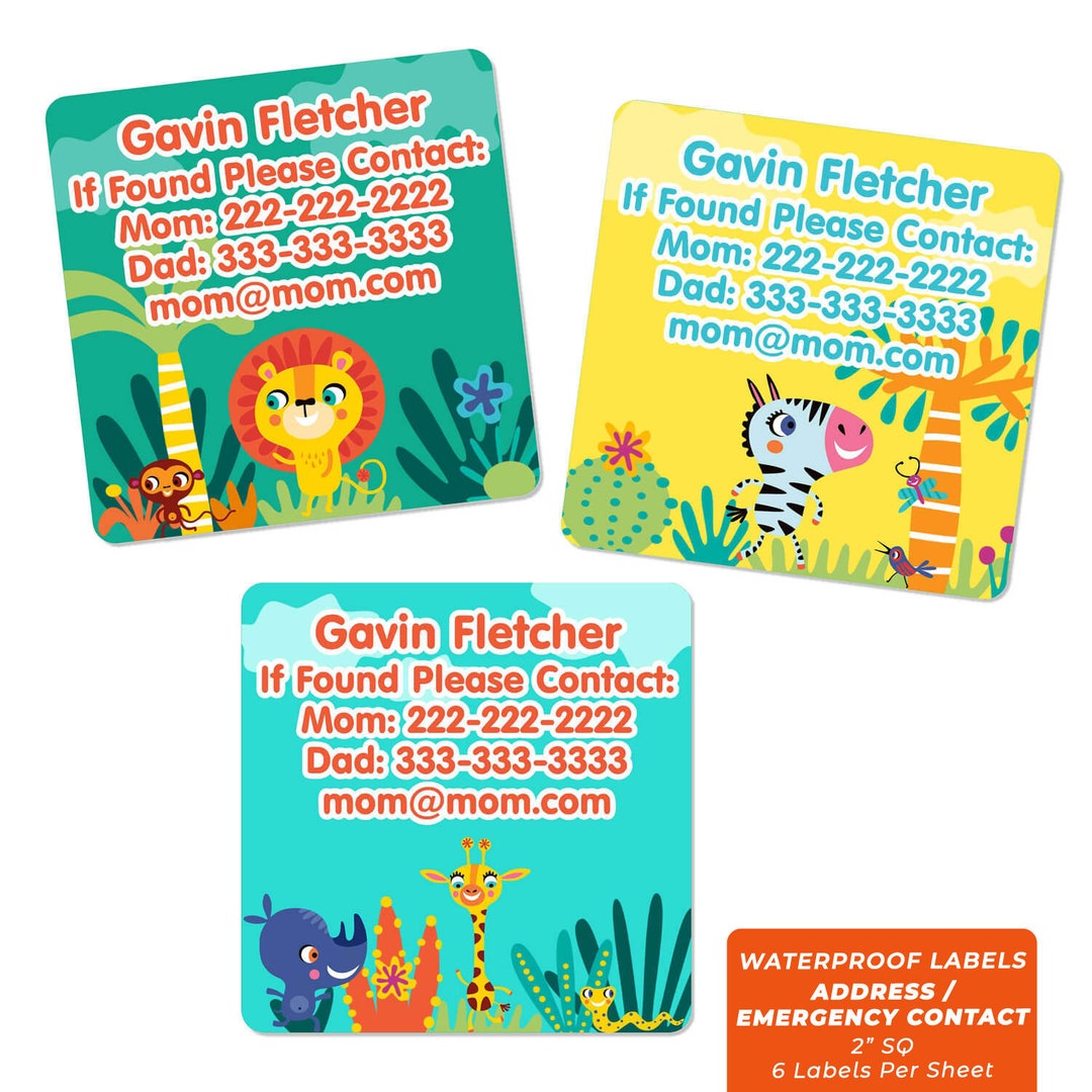 Emergency Contact Stickers, African Safari - Etsy