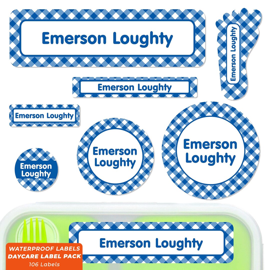 Daycare Label Pack, Name Labels for Daycare, Gingham (20+ Colors) - Etsy