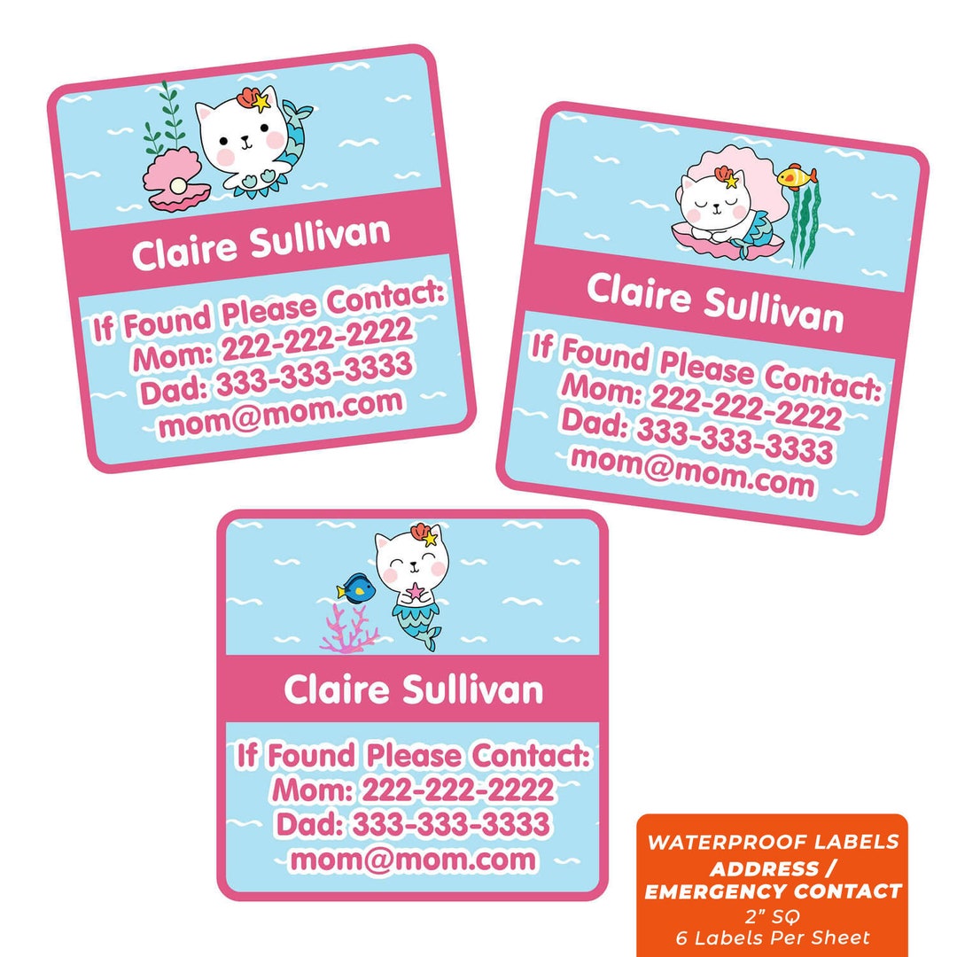 Emergency Contact Labels, Meowmaids - Etsy