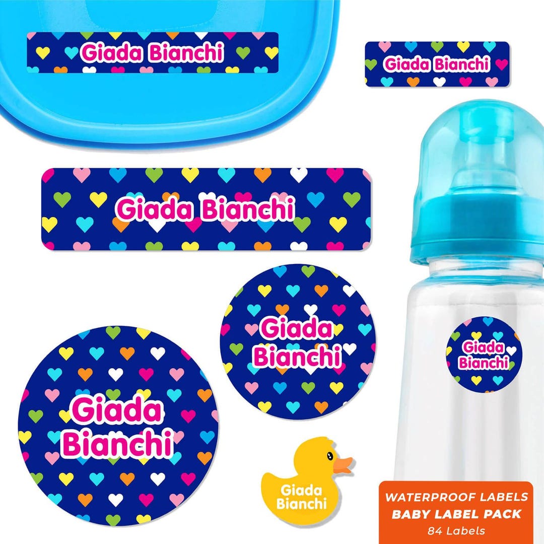 Baby Label Pack, Baby Labels for Daycare, Hearts Multicolor 2 Colors - Etsy
