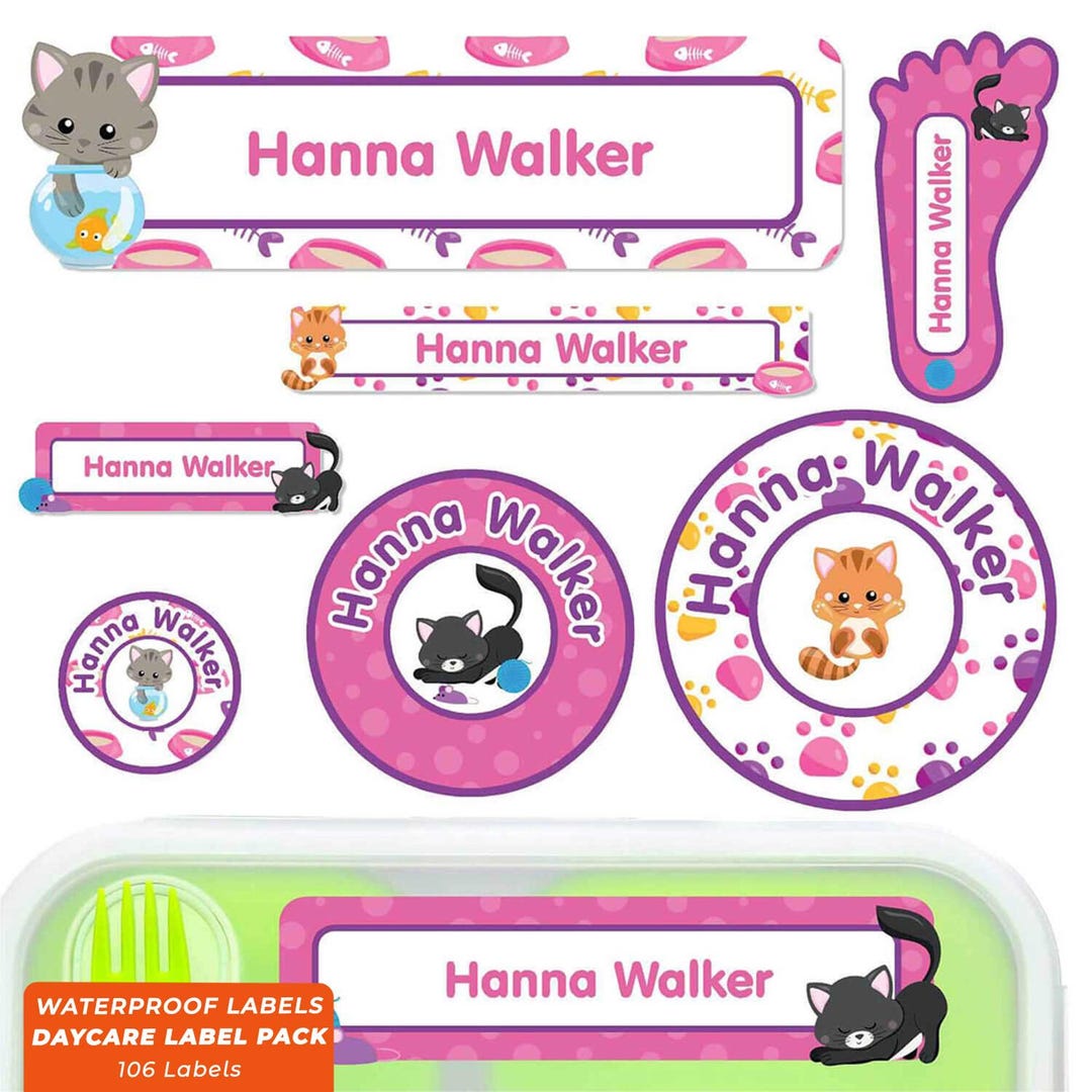 Daycare Label Pack, Name Labels for Daycare, Kittens (pink) - Etsy