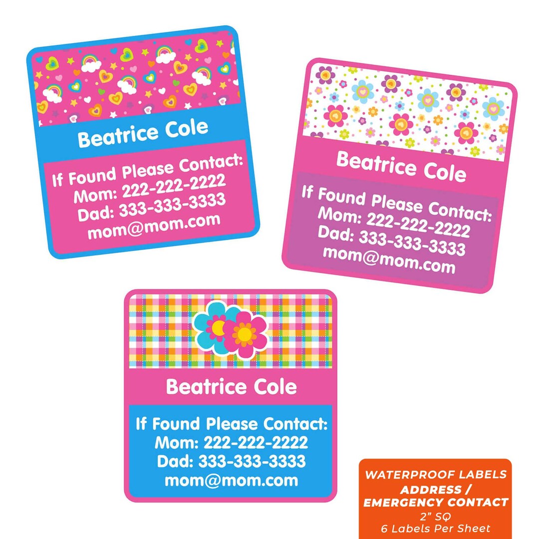 Emergency Contact Stickers, Flowers and Rainbows - Etsy