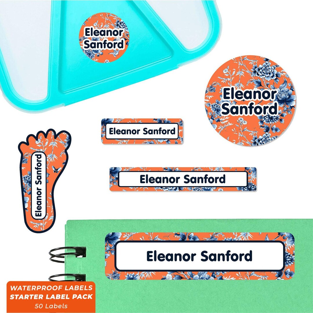 Starter Name Sticker Pack, Chinoiserie (8 Colors) - Etsy