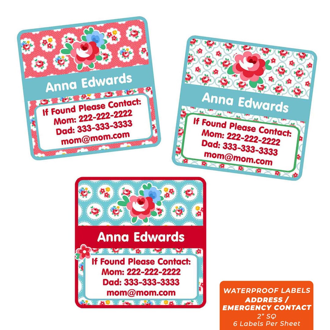 Emergency Contact Stickers, Roses - Etsy