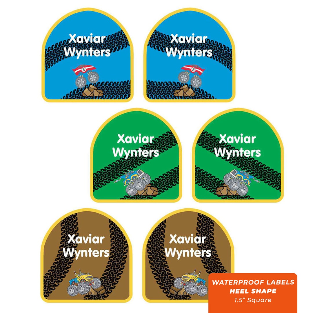 Shoe Name Labels 3 Types Monster Trucks Etsy shoe-name-labels-3-types-monster-trucks-etsy
