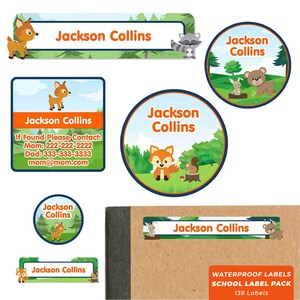 School Name Label Pack, Forest Friends orange - Etsy