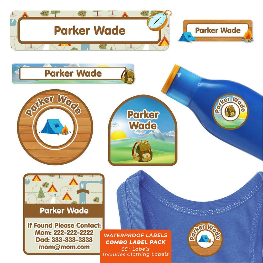 Camp Labels Pack With Camp Clothing Labels, Camping (brown) - Etsy