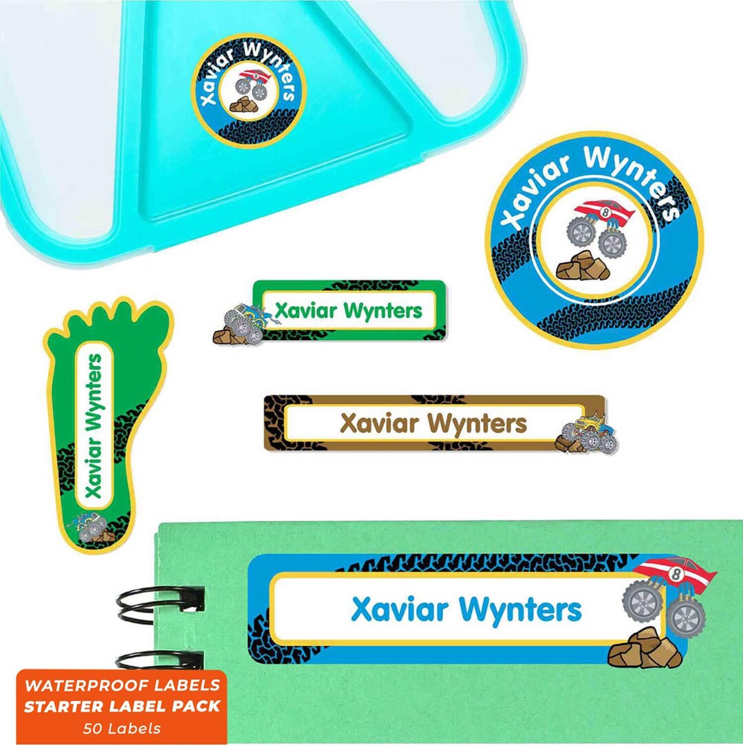 Starter Name Sticker Pack, Monster Trucks - Etsy