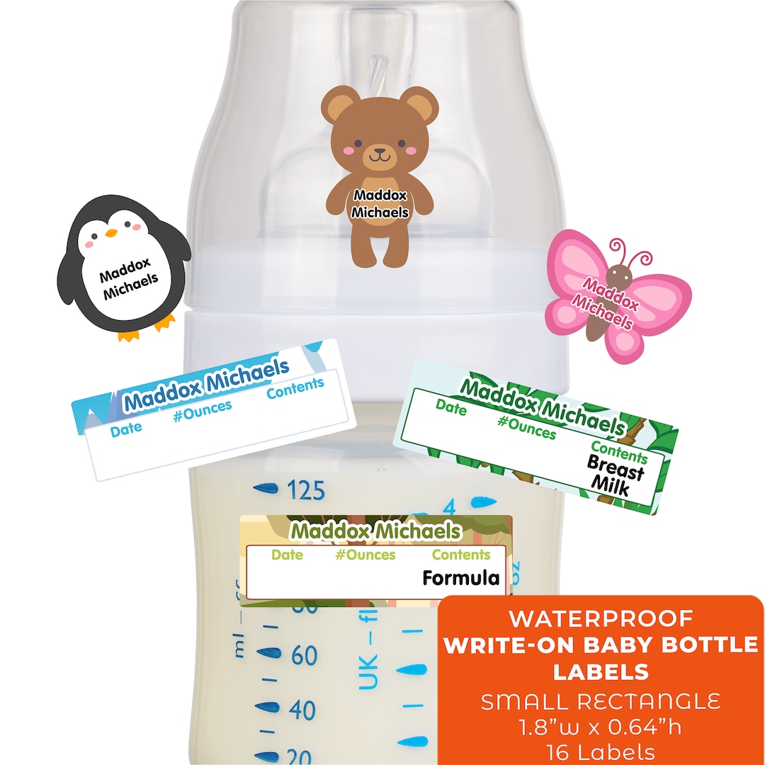 Baby Bottle Labels, Rectangle, Small Animals - Etsy