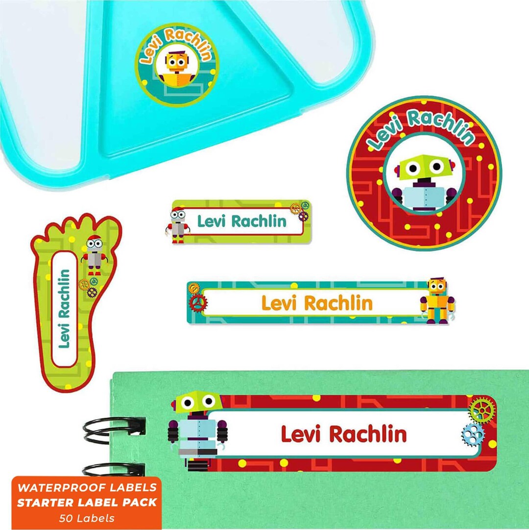 Starter Name Sticker Pack, Robots - Etsy