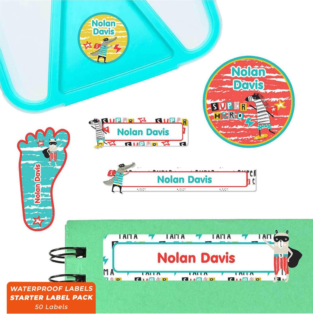 Starter Name Sticker Pack, Animal Superheroes - Etsy