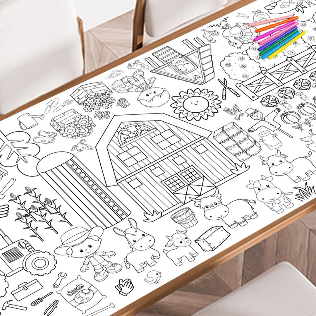 Farm (boy or Girl) Giant Coloring Poster, Large Coloring Poster - Etsy