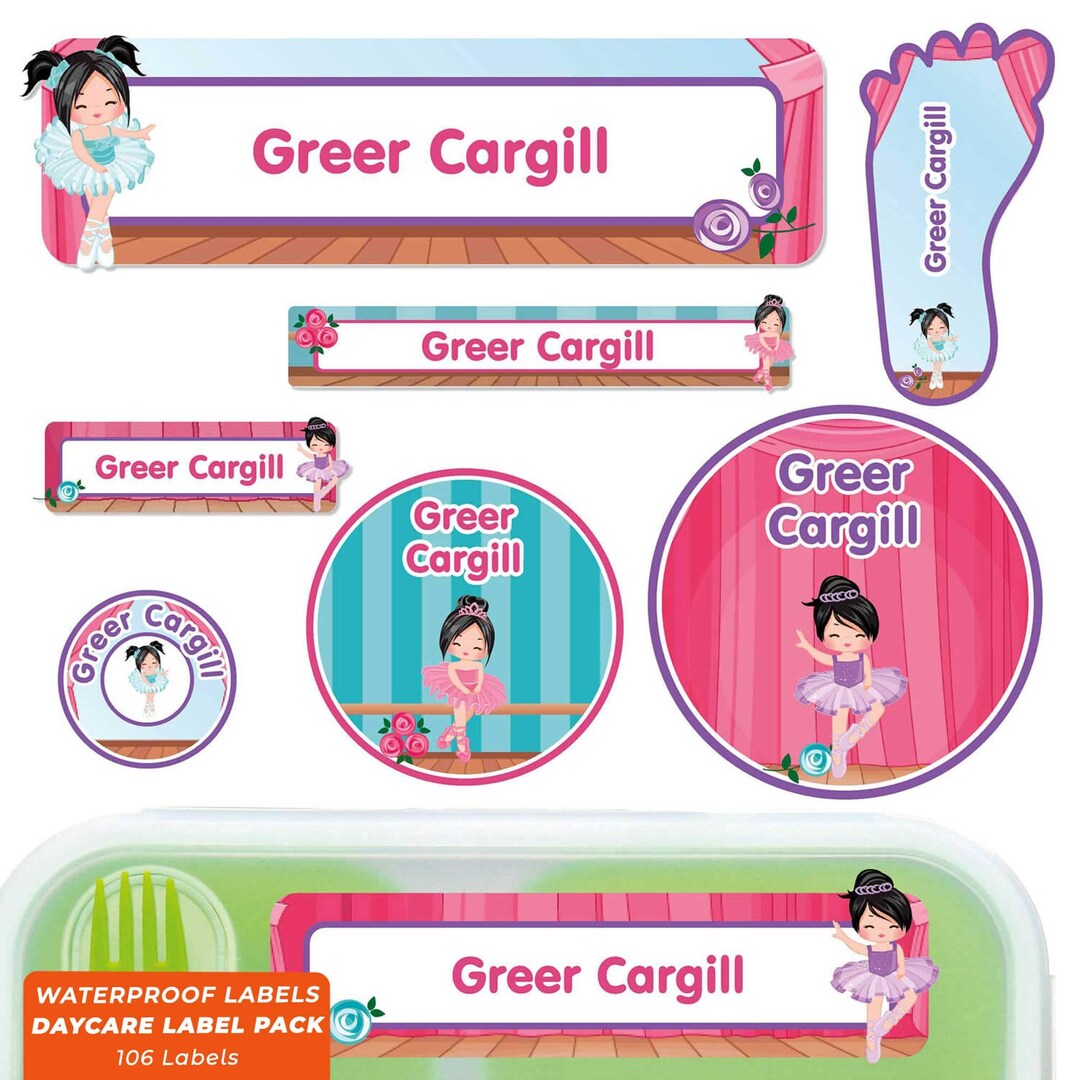 Daycare Label Pack, Name Labels for Daycare, Ballet (pick Hair/skin ...
