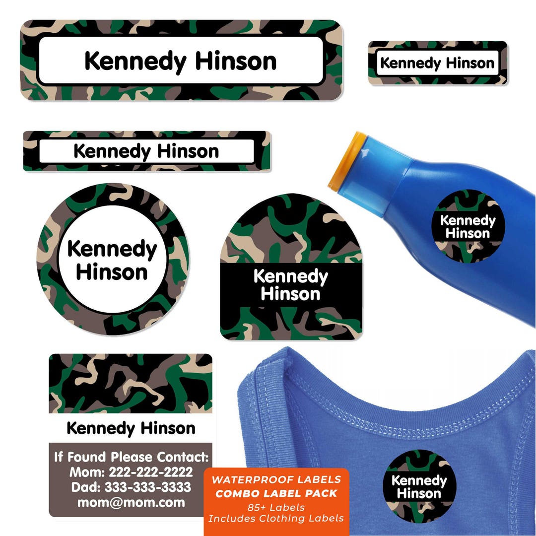 Camp Labels Pack With Camp Clothing Labels, Camo (20+ Colors) - Etsy