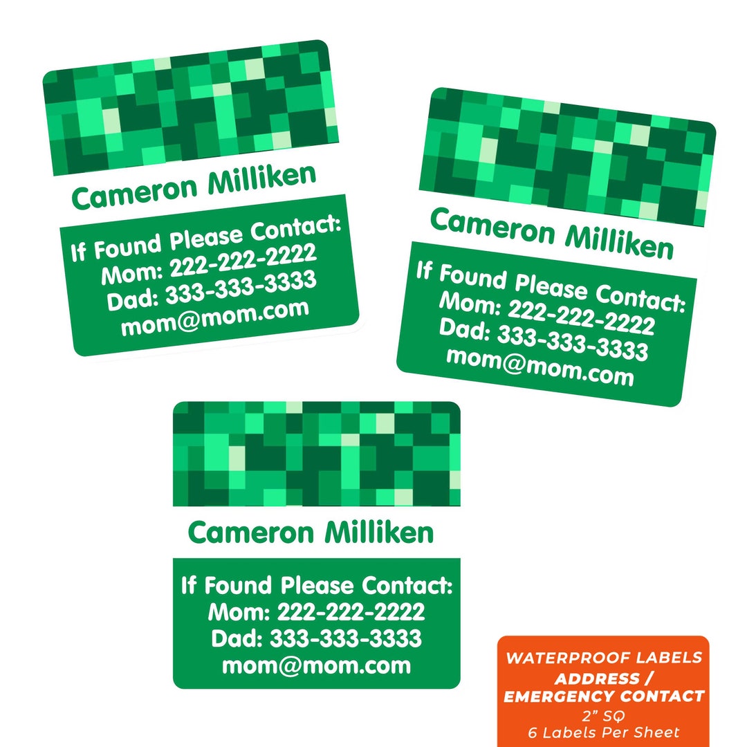 Emergency Contact Stickers, Pixels (15 Colors) - Etsy