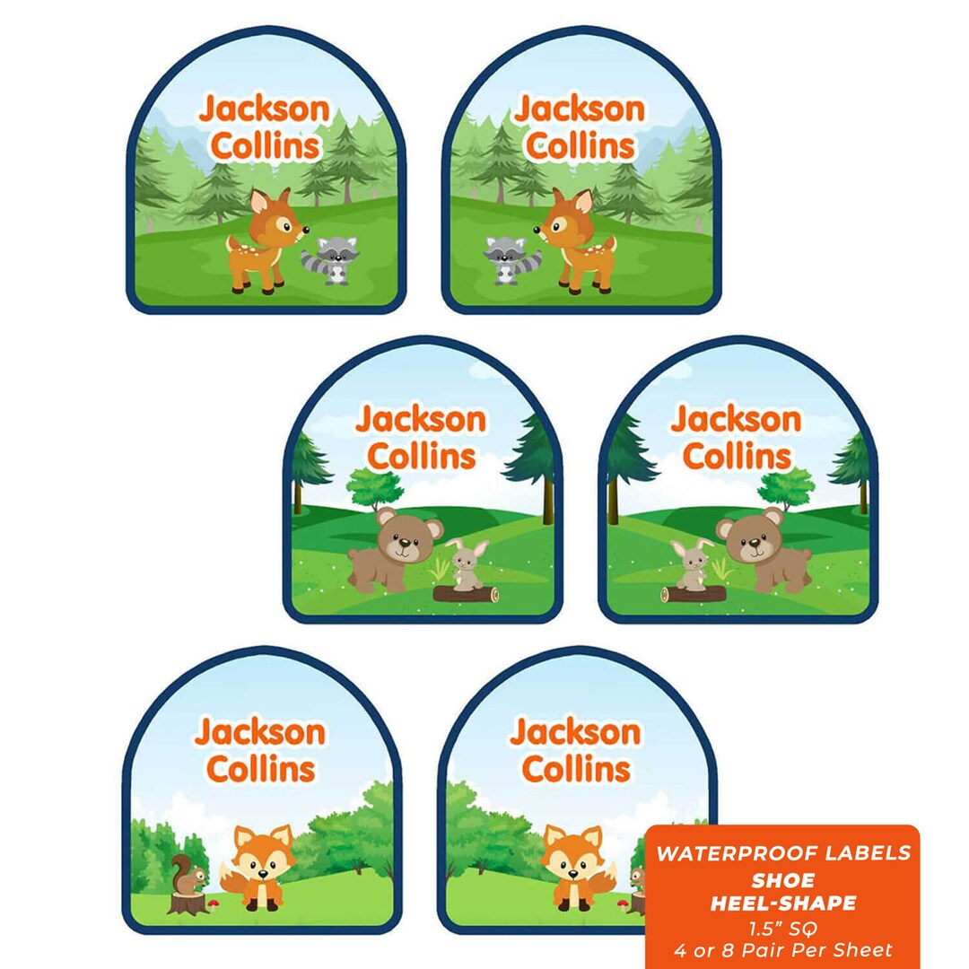 Shoe Name Labels 3 Types Forest Friends orange - Etsy