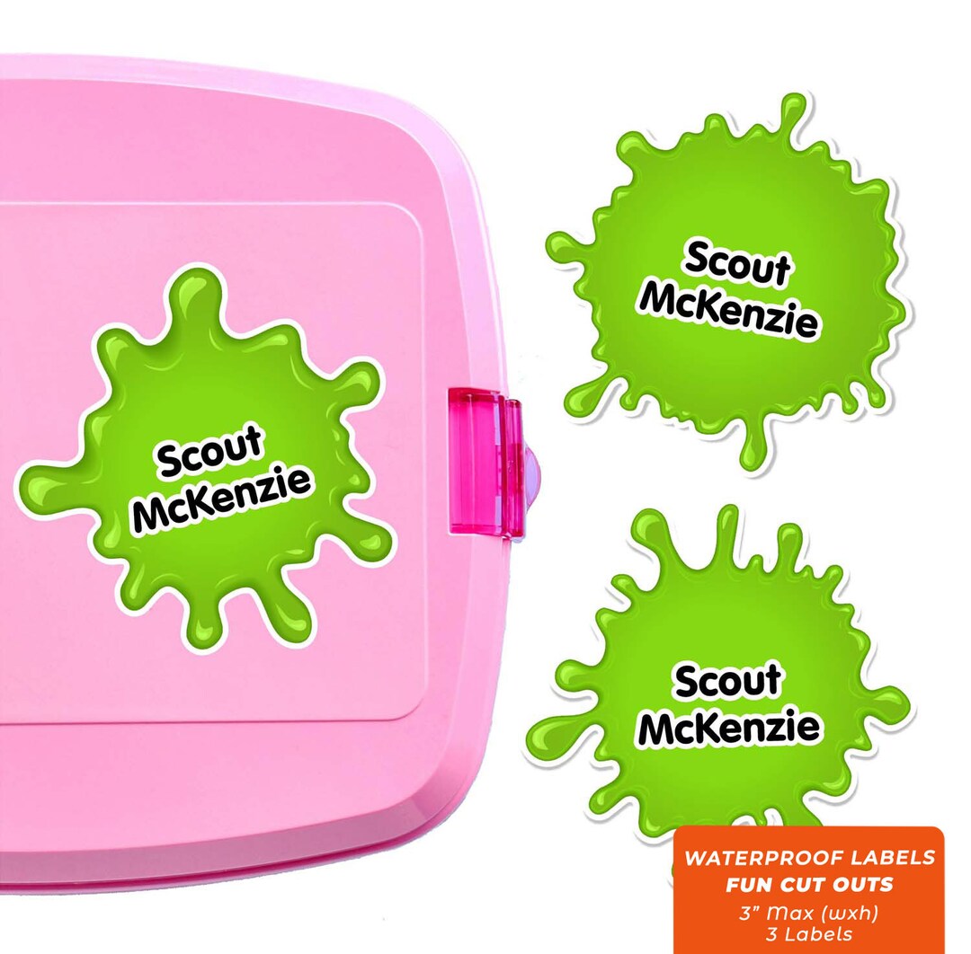 Fun Cut Outs, Name Labels for Kids Water Bottles, Slime 9 Colors - Etsy