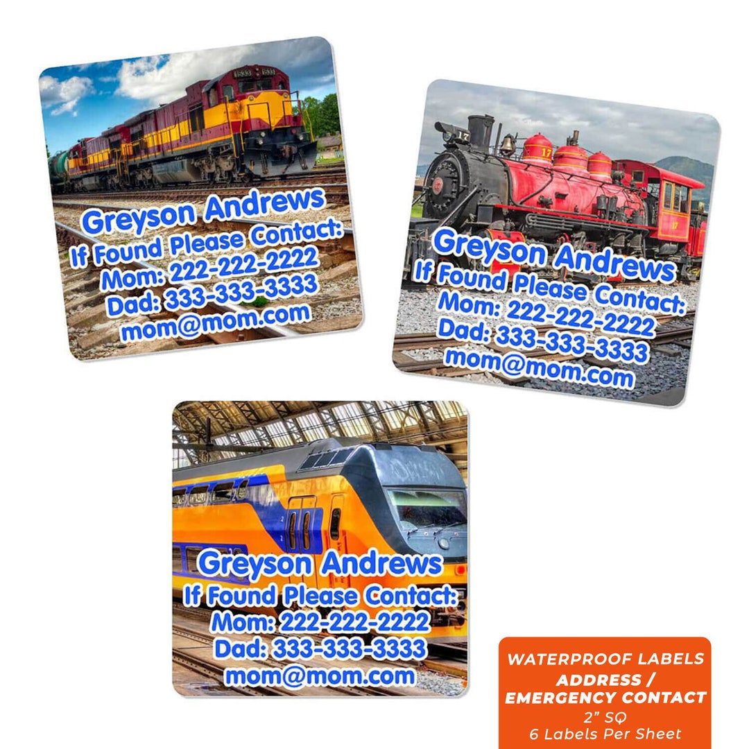 Emergency Contact Stickers, Trains - Etsy