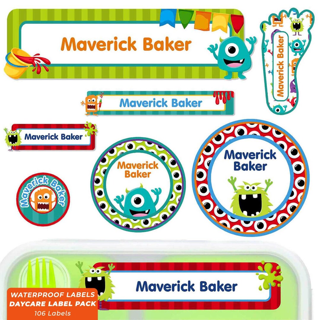 Waterproof Daycare Label Pack | Personalized Name Labels for Daycare ...
