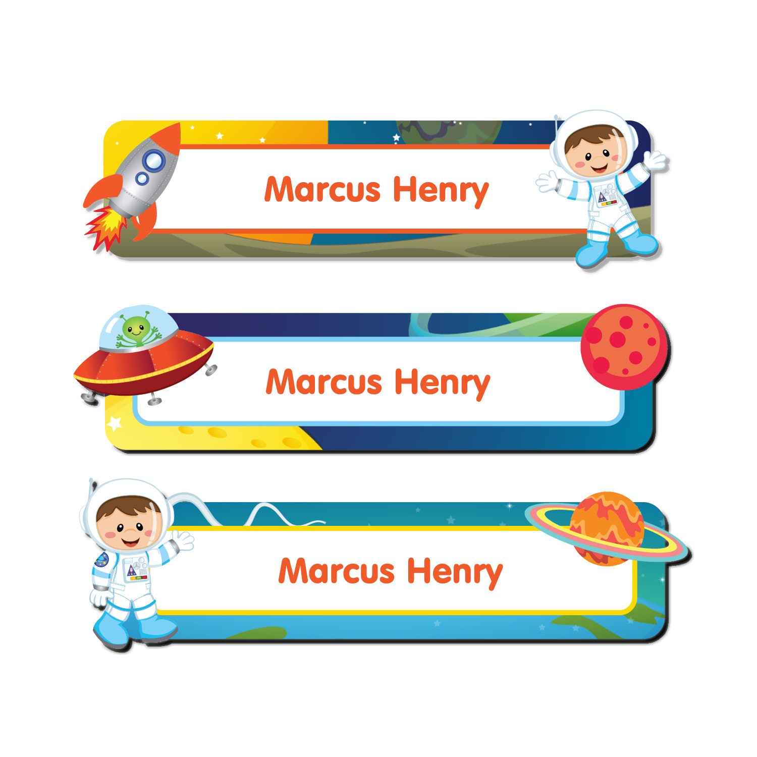 Rectangle Name Labels 4 Sizes Astronaut Boy Pick Your | Etsy