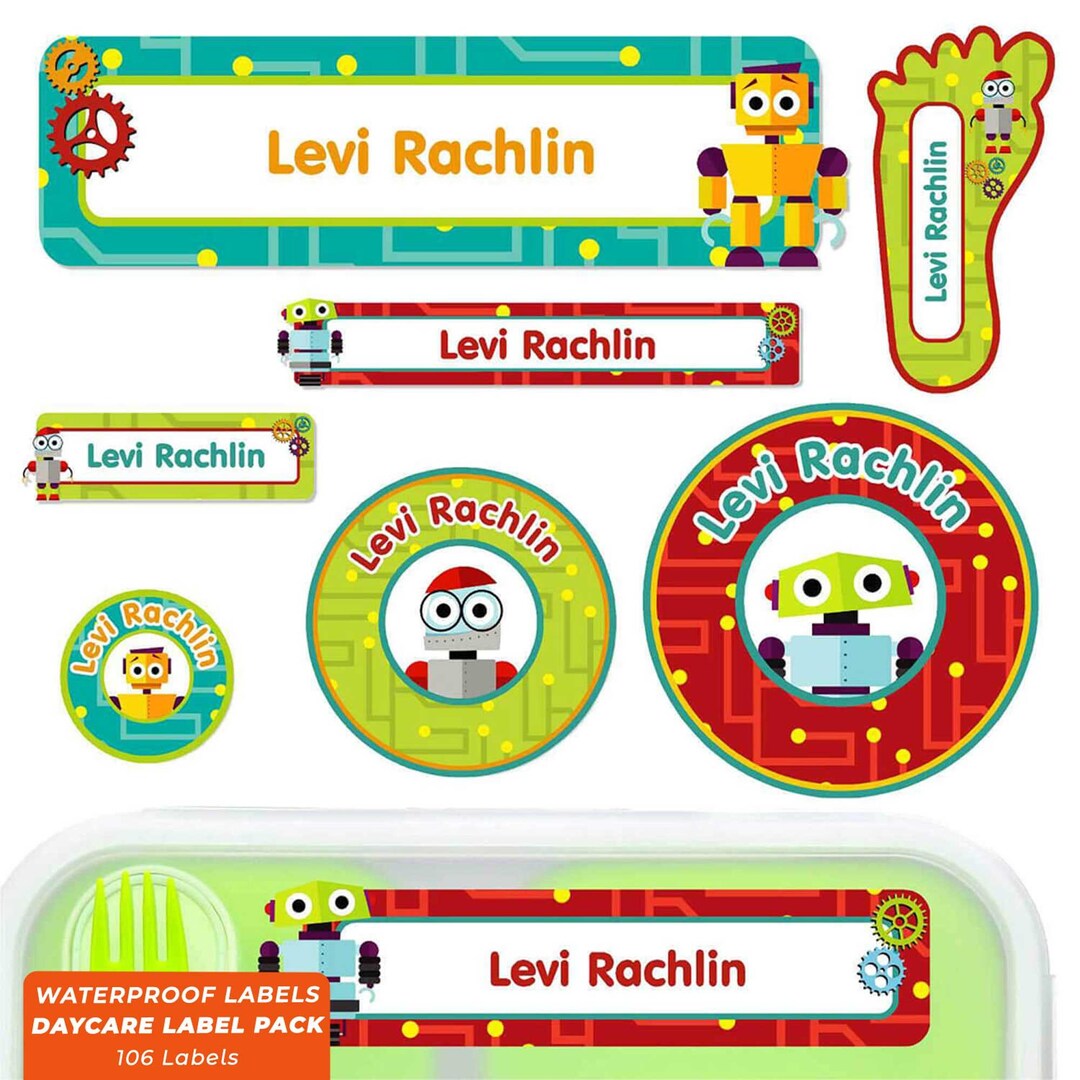 Daycare Label Pack, Name Labels for Daycare, Robots - Etsy