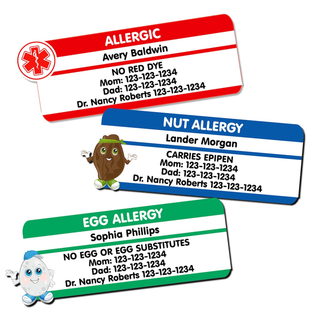 Allergy Labels and Medical Labels, Rectangle - Etsy Australia