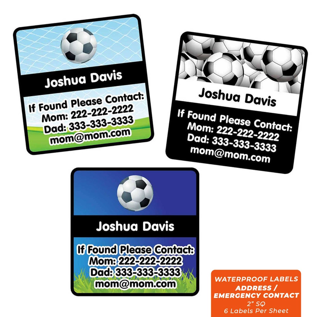 Emergency Contact Stickers, Soccer (8 Colors) - Etsy UK