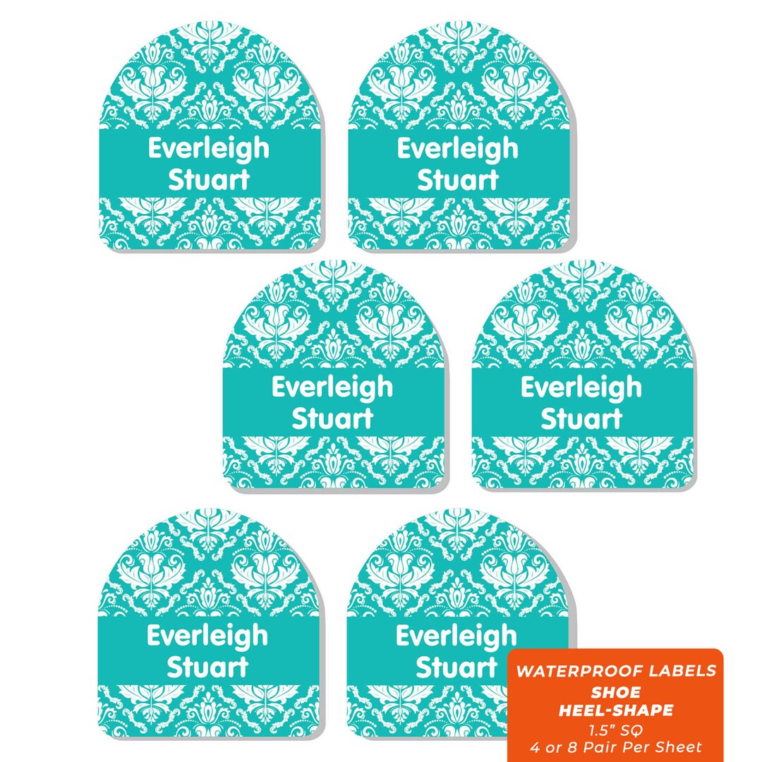 Shoe Name Labels 3 Types Damask 20 Colors - Etsy