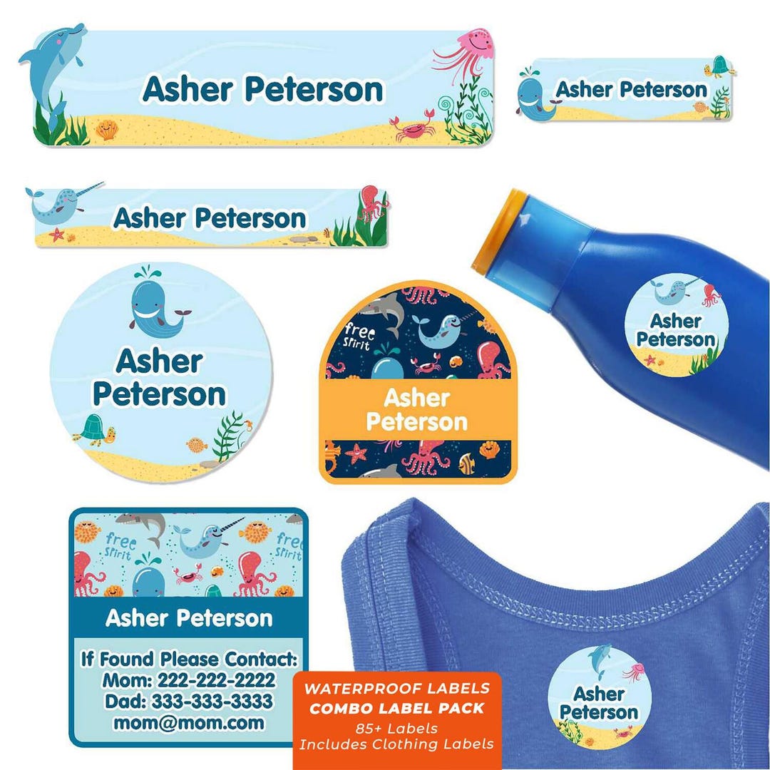 Camp Labels Pack With Camp Clothing Labels, Sea Animals of the Deep - Etsy
