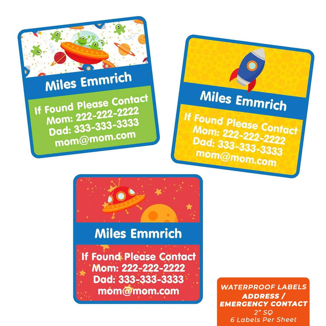 Emergency Contact Stickers, Outer Space - Etsy