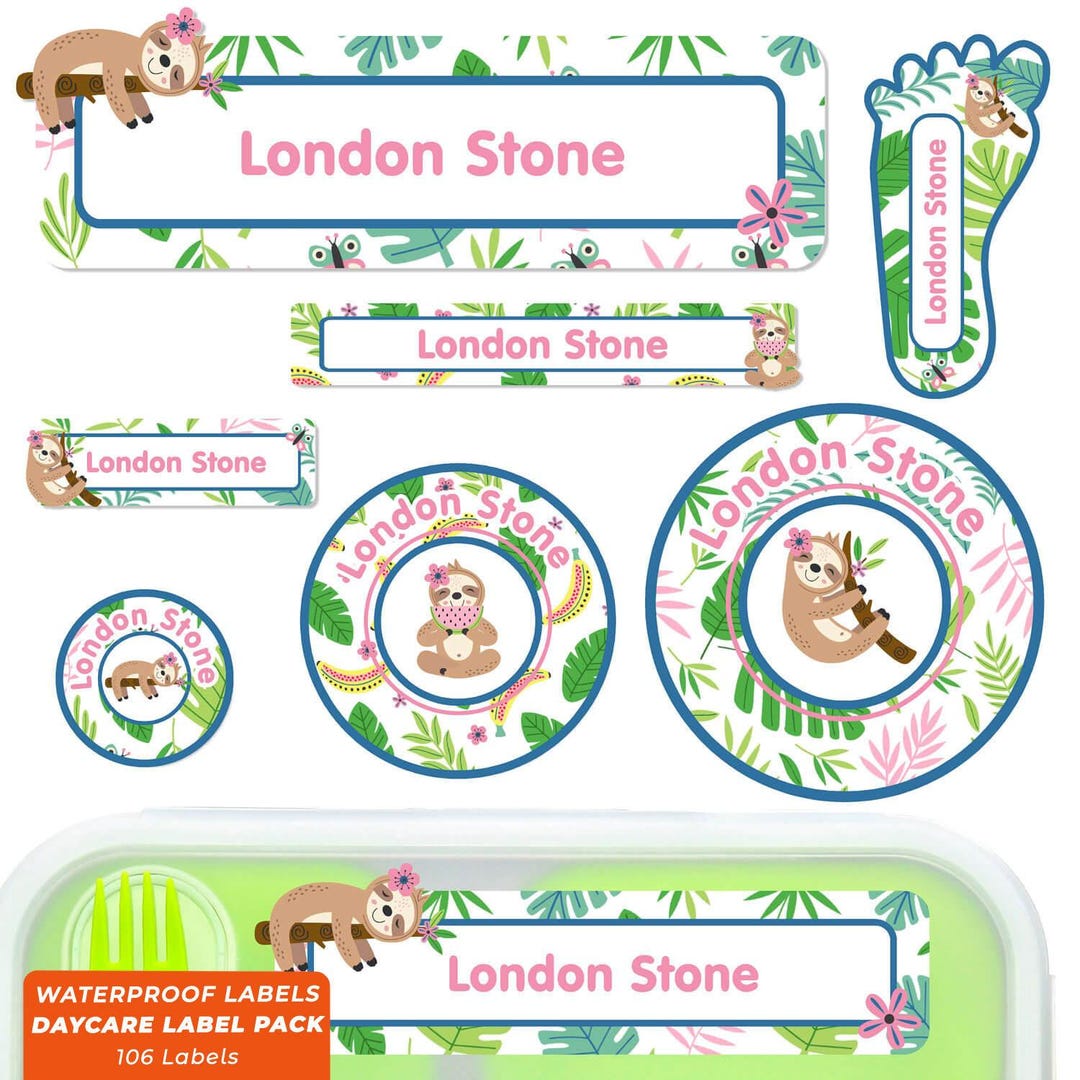 Daycare Label Pack, Name Labels for Daycare, Sloths (pink) - Etsy