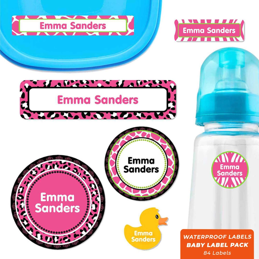 Baby Label Pack, Baby Labels for Daycare, Animal Print Bright Pink - Etsy