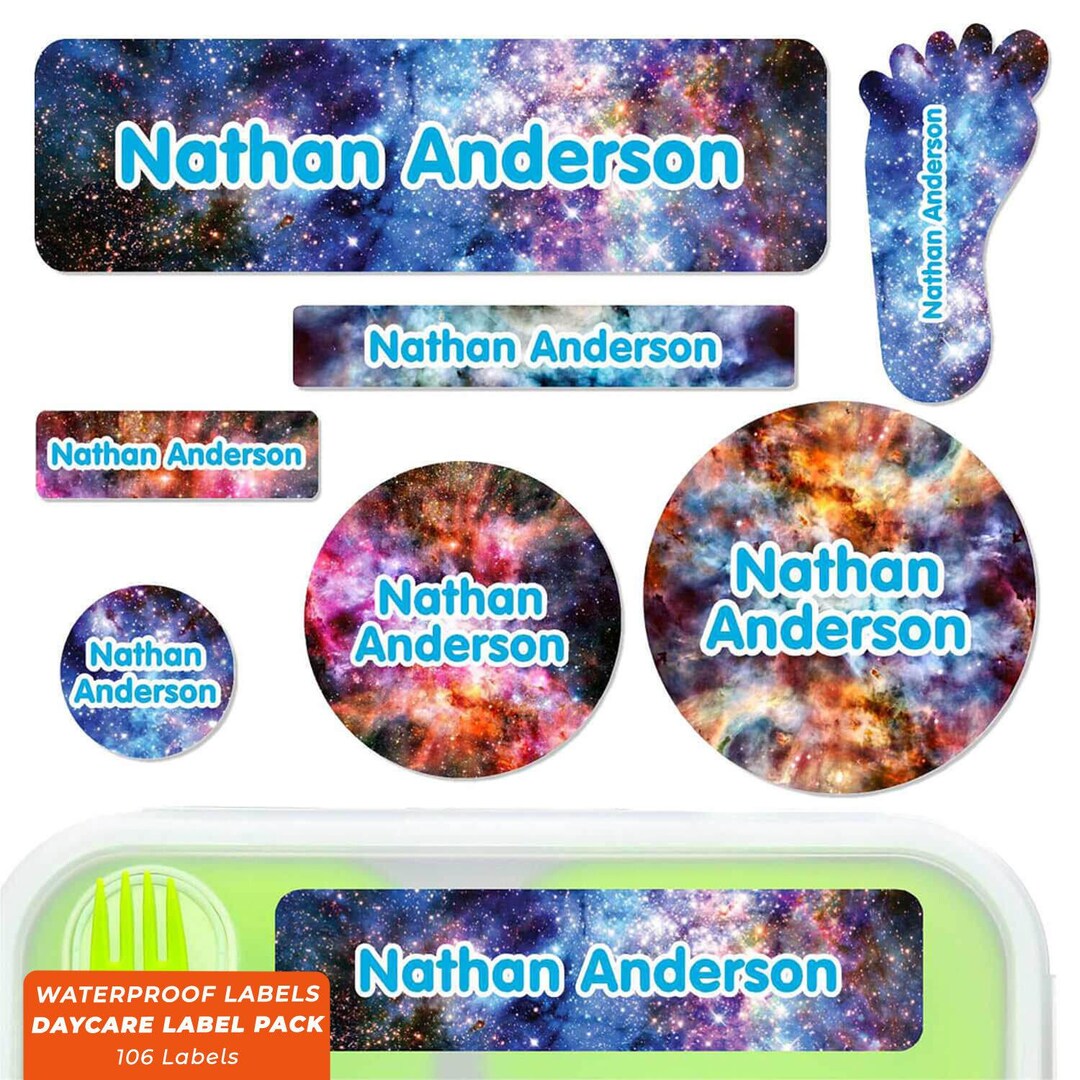 Daycare Label Pack, Name Labels for Daycare, Galaxy (16 Font Colors) - Etsy