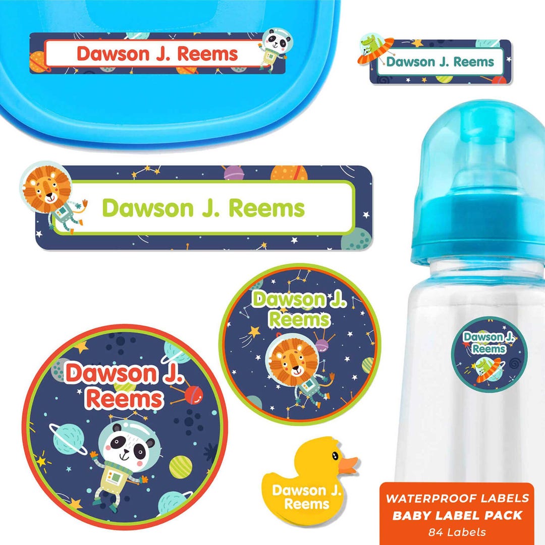 Baby Label Pack, Baby Labels for Daycare, Animals in Space - Etsy