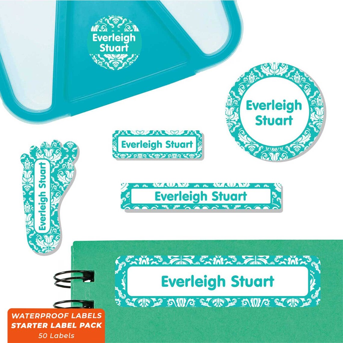 Starter Name Label Pack Damask 20 Colors - Etsy
