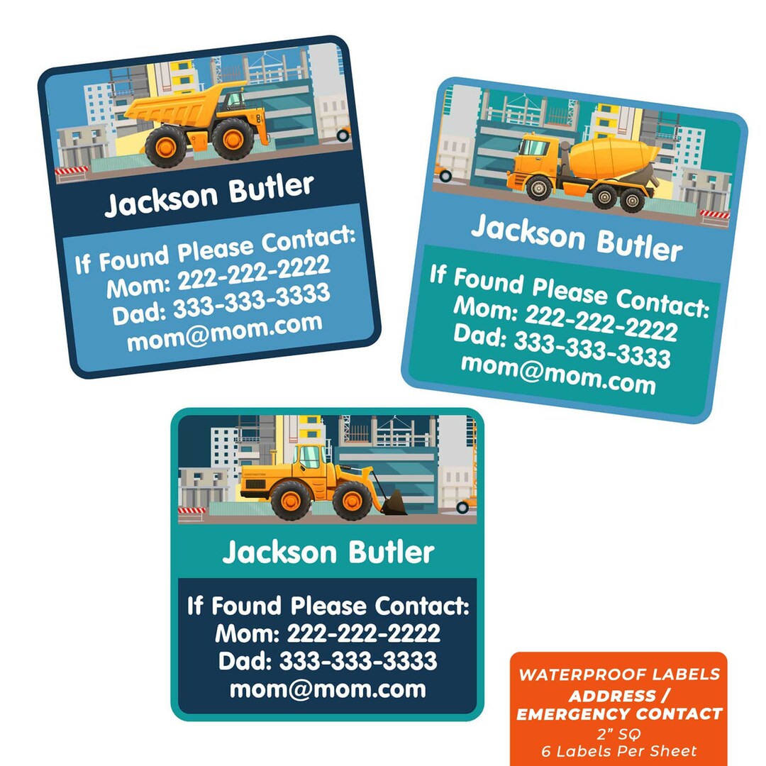 Emergency Contact Stickers, Construction - Etsy