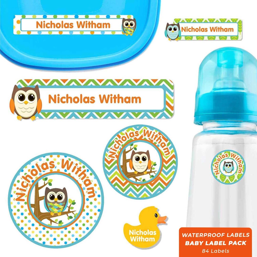 Baby Label Pack, Baby Labels for Daycare, Owls green - Etsy