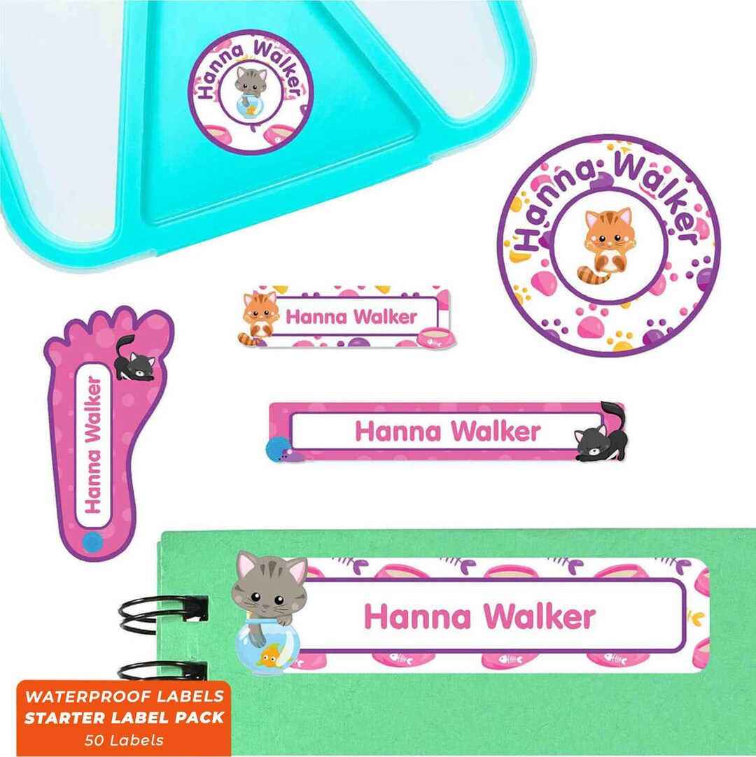 Starter Name Sticker Pack, Kittens (pink) - Etsy