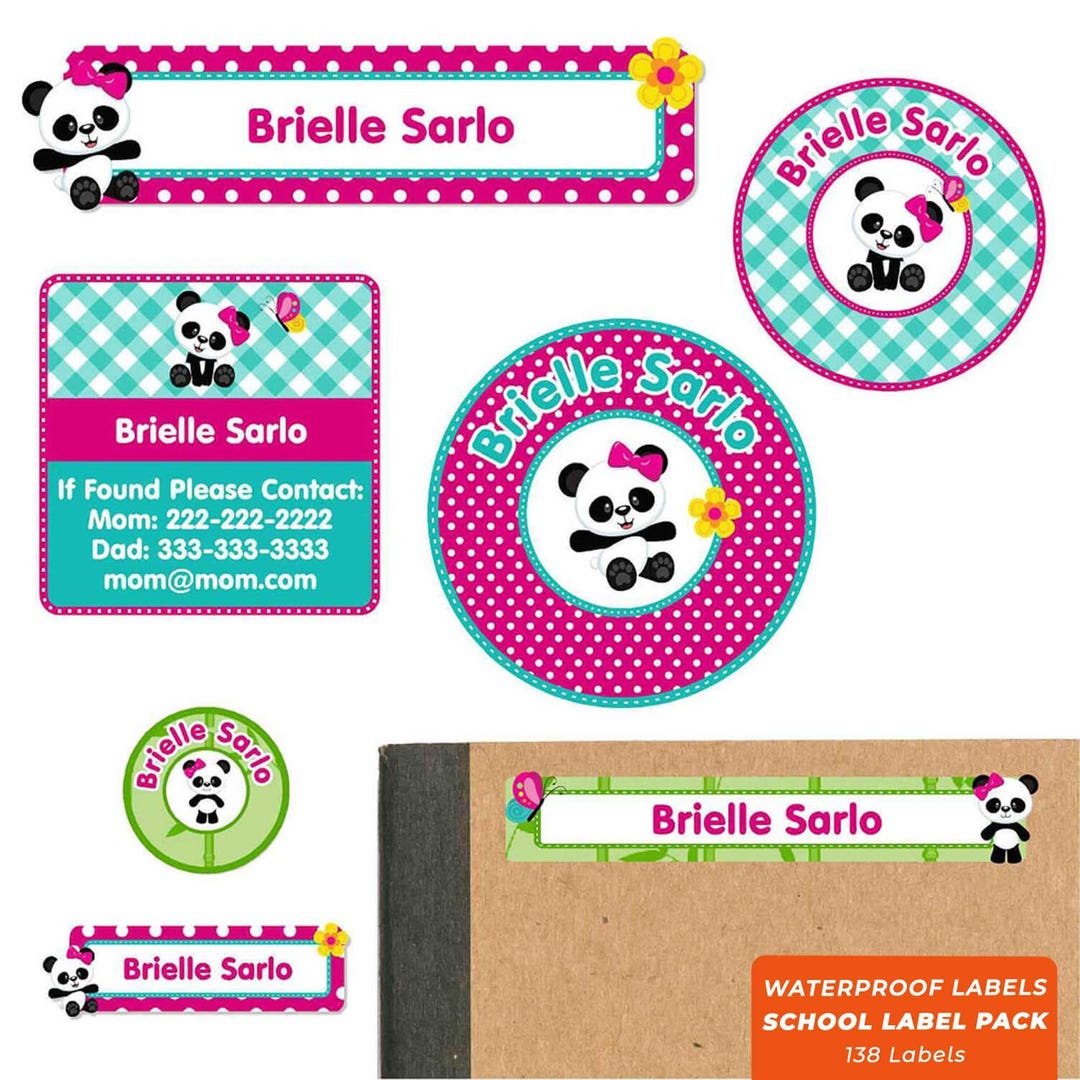 Ultimate School Label Pack, Panda (pink) - Etsy