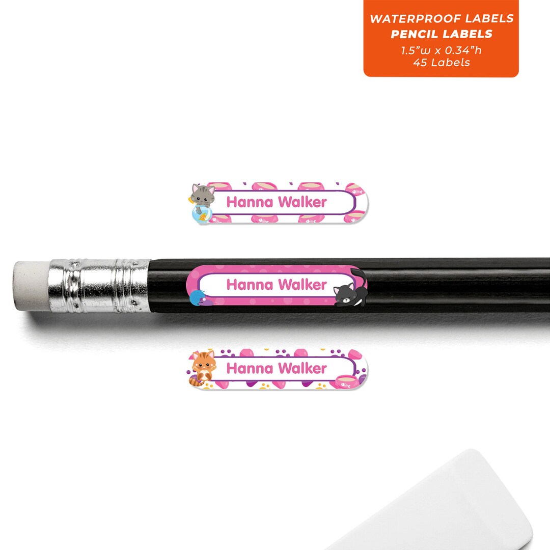 Pencil Name Labels, Kittens (pink) - Etsy