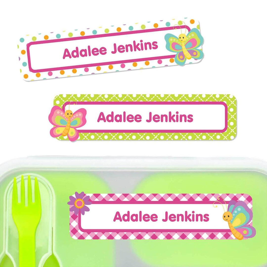 Waterproof Rectangle Labels | Name Labels | Kids Stickers | Butterflies ...