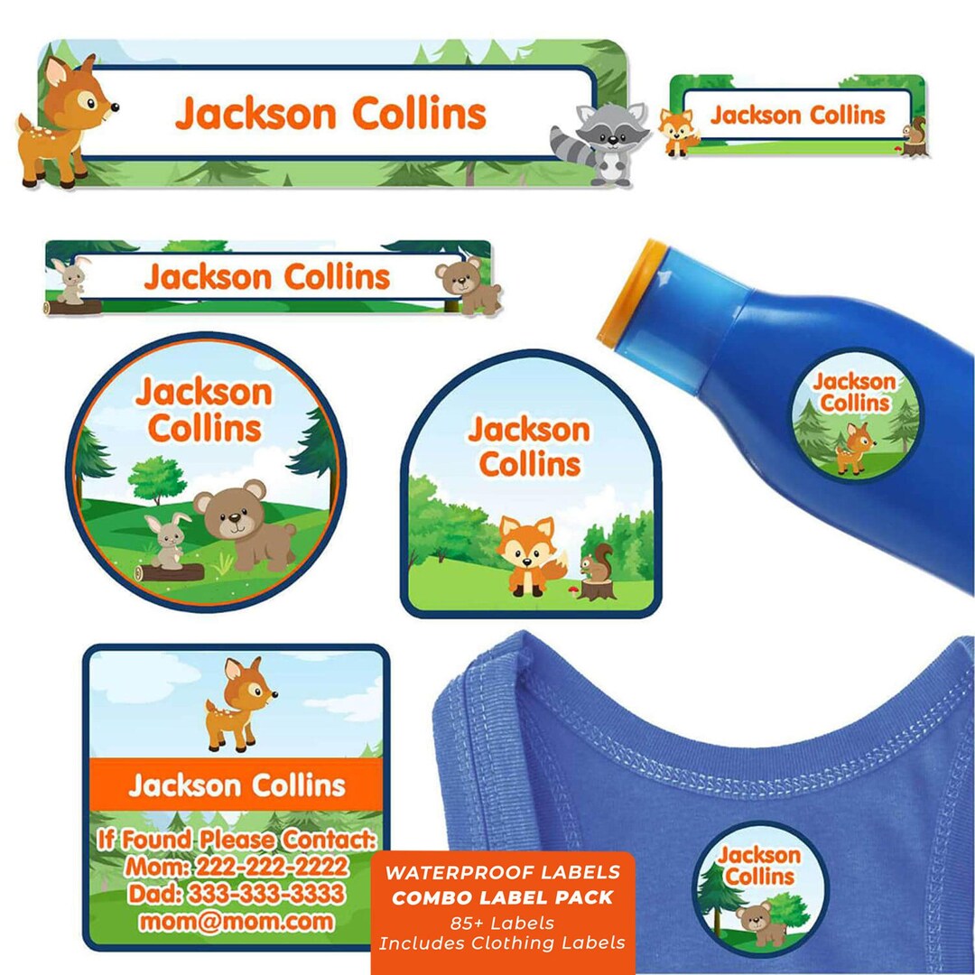 Camp Labels Pack With Camp Clothing Labels, Forest Friends (orange) - Etsy