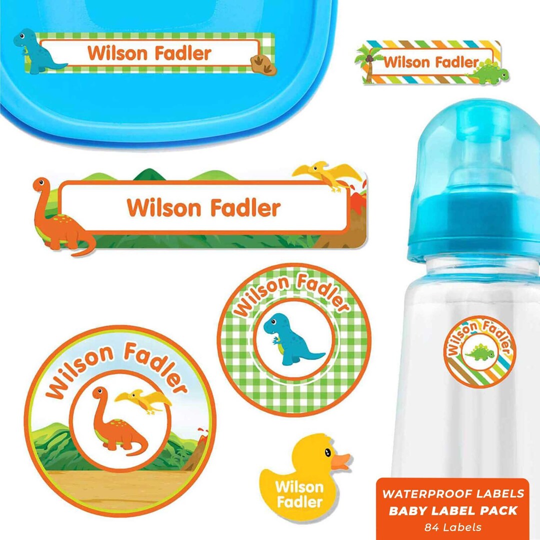 Baby Label Pack, Baby Labels for Daycare, Dinosaurs orange - Etsy