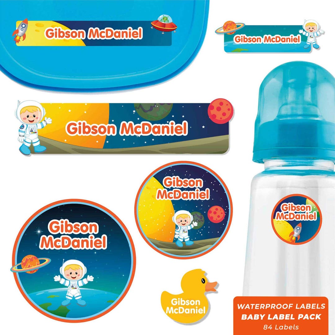 Baby Label Pack, Baby Labels for Daycare, Astronaut Boy pick Hair/skin ...