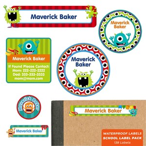 School Name Label Pack Monster Mayhem | Etsy